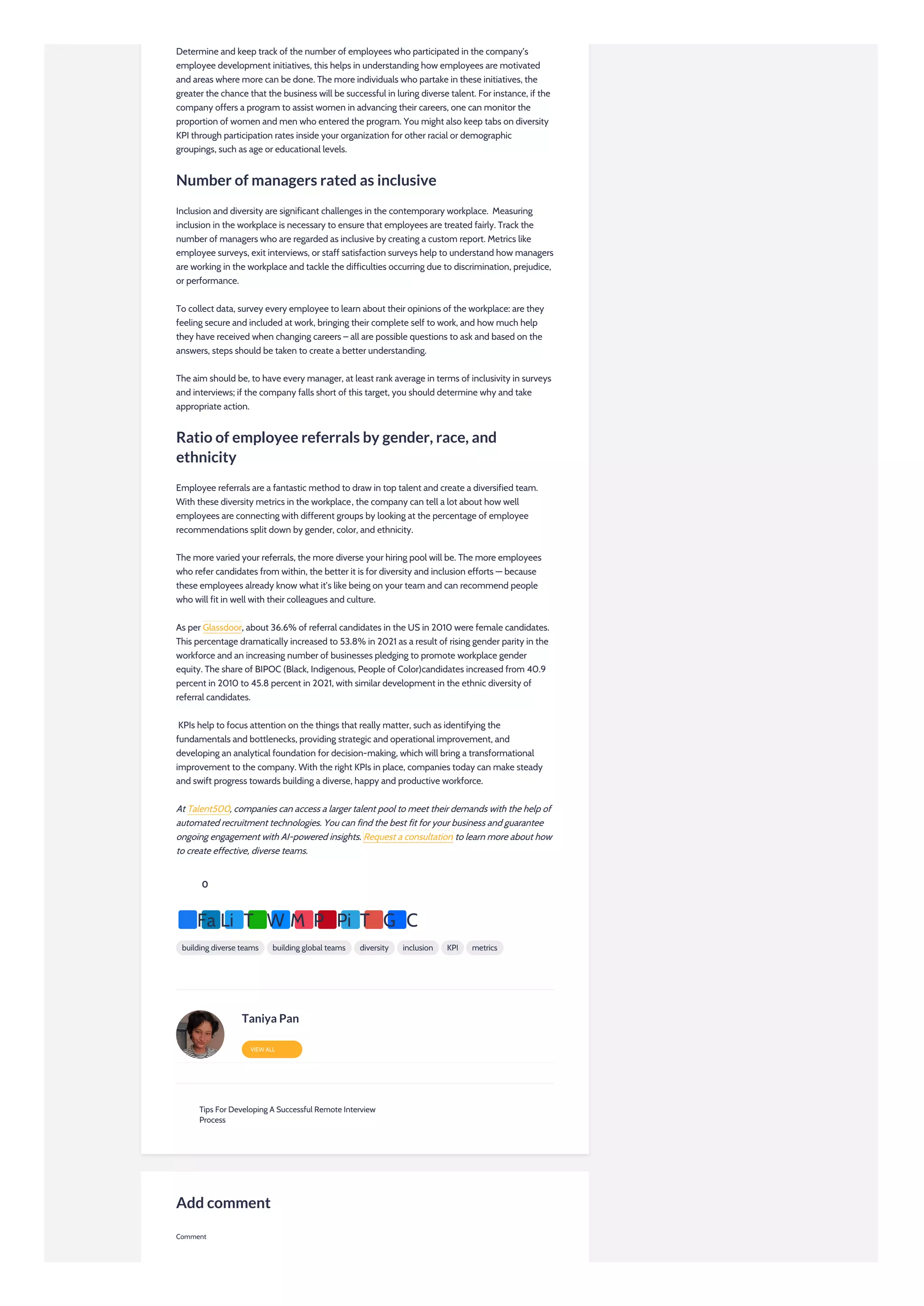 KPIs To Measure Diversity And Inclusion In The Workplace | PDF