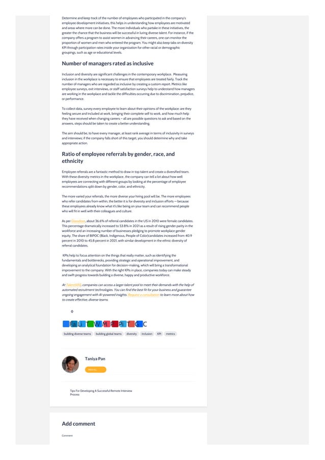 KPIs To Measure Diversity And Inclusion In The Workplace | PDF