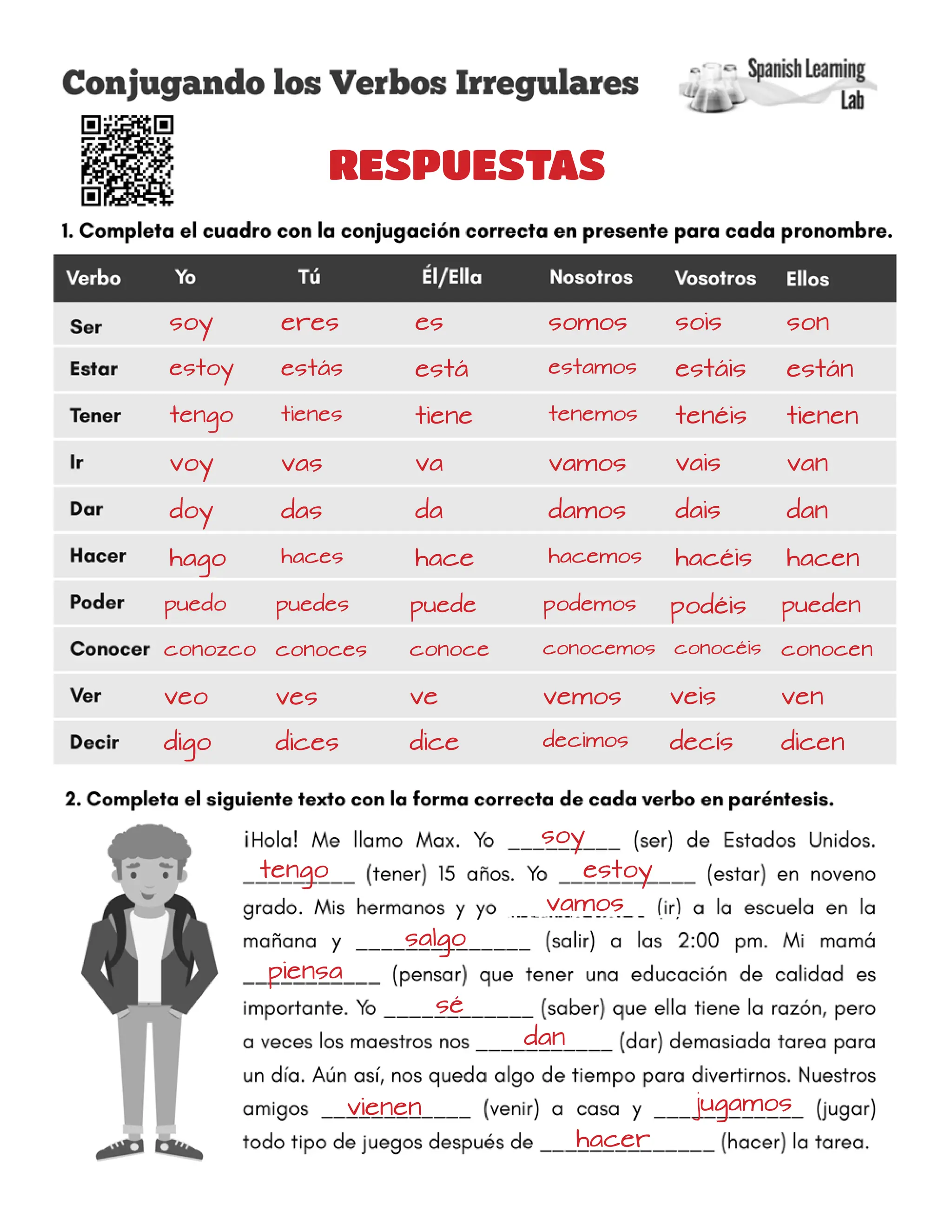 Hoja De Trabajo De Verbo Sustantivo Adjetivo