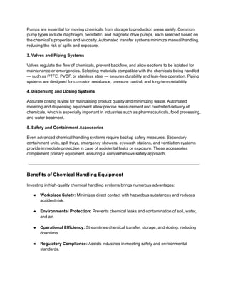 Advanced Chemical Handling Equipment for Safer Operations | PDF