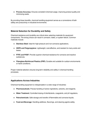 Advanced Chemical Handling Equipment for Safer Operations | PDF
