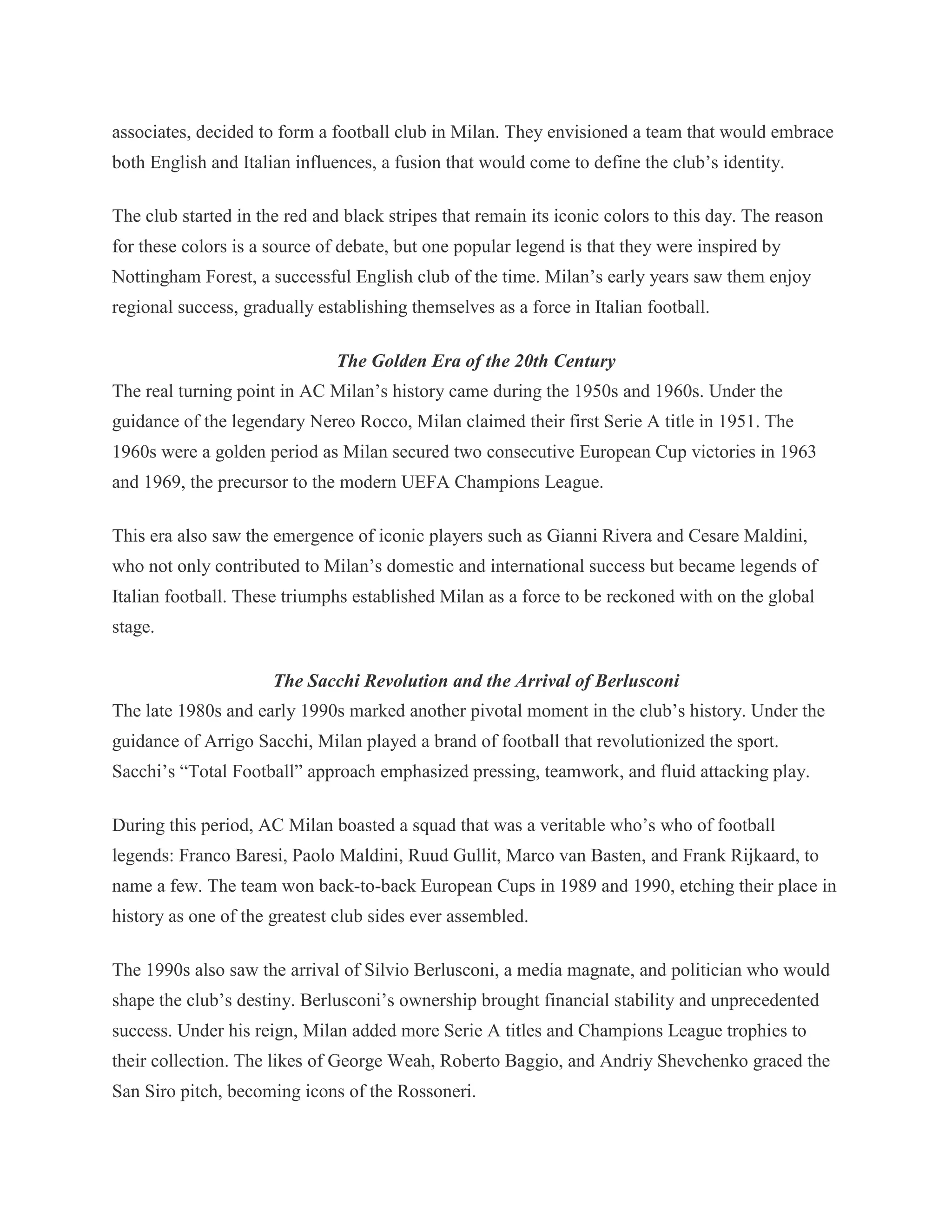 AC Milan: A Storied Legacy of Excellence | DOCX