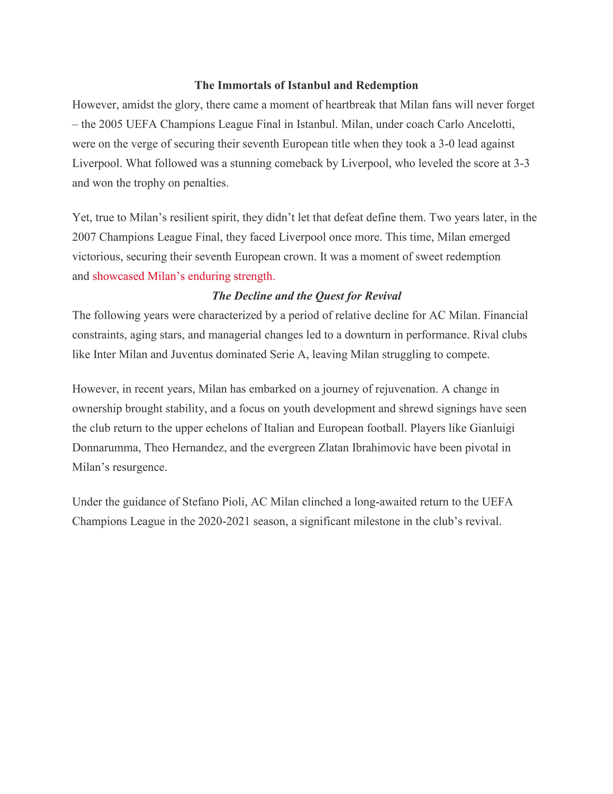 AC Milan: A Storied Legacy of Excellence | DOCX