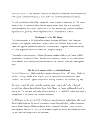 AC Milan: A Storied Legacy of Excellence | PDF