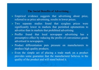 Lecture notes on advertisment in economics of industry | PDF