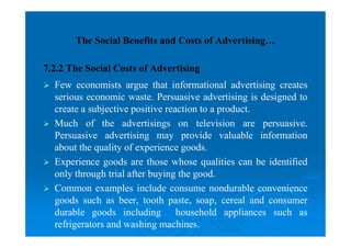 Lecture notes on advertisment in economics of industry | PDF