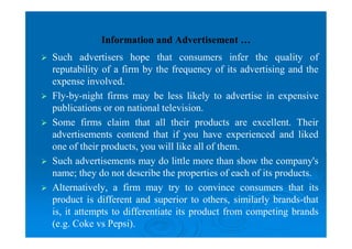 Lecture notes on advertisment in economics of industry | PDF