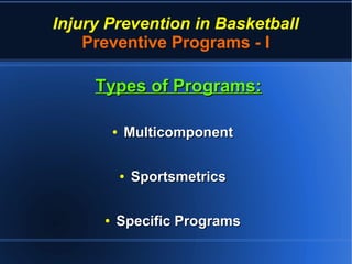 Injury Prevention in Basketball | PDF