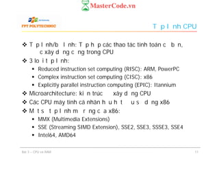 Pdfbài 3 cpu và ram bảo trì sự cố máy tính-mastercode.vn