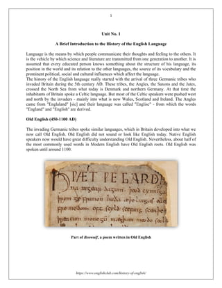 Pdf BS unit 1 history of english (1) converted | PDF