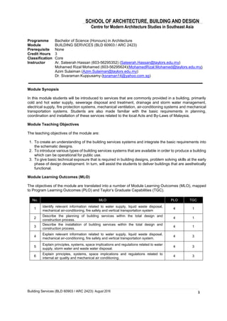 SEM 4 : BUILDING SERVICES MODULE OUTLINE | PDF