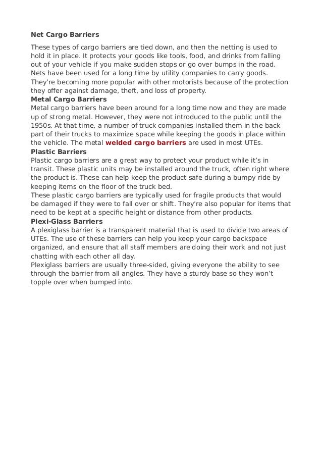 Cargo barrier | PDF