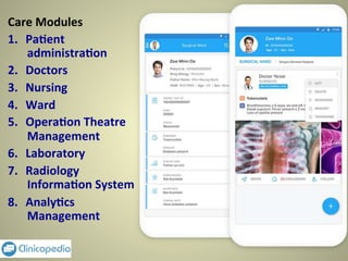 Clickck2Cliniic's Clinicopedia Hospital information Management system ...