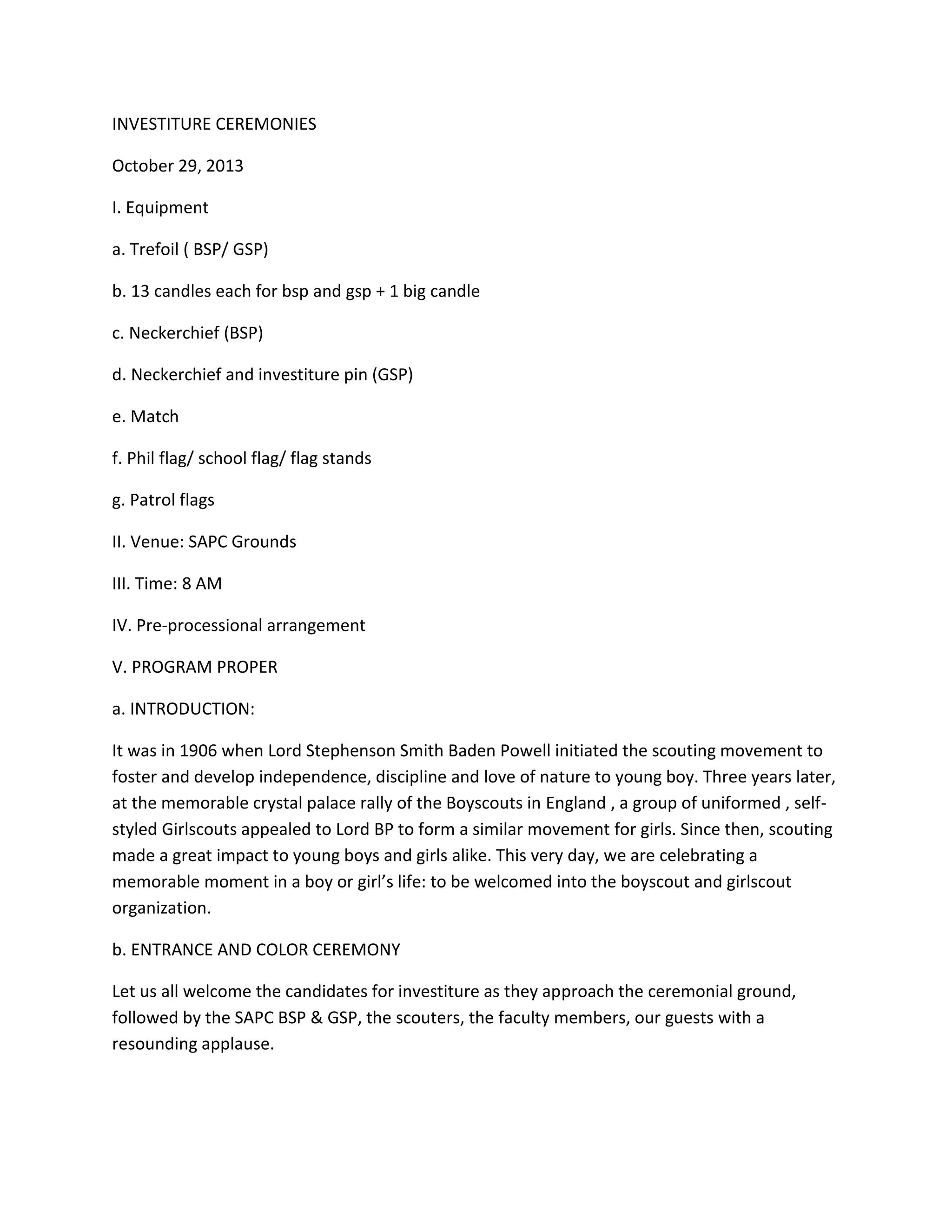 Sample Investiture-ceremonies in the Philippines | PDF