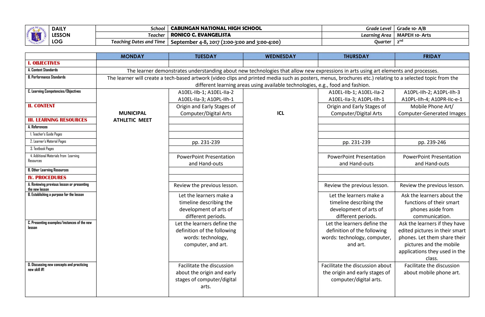 Mapeh grade 10 complete DLL free download | PDF