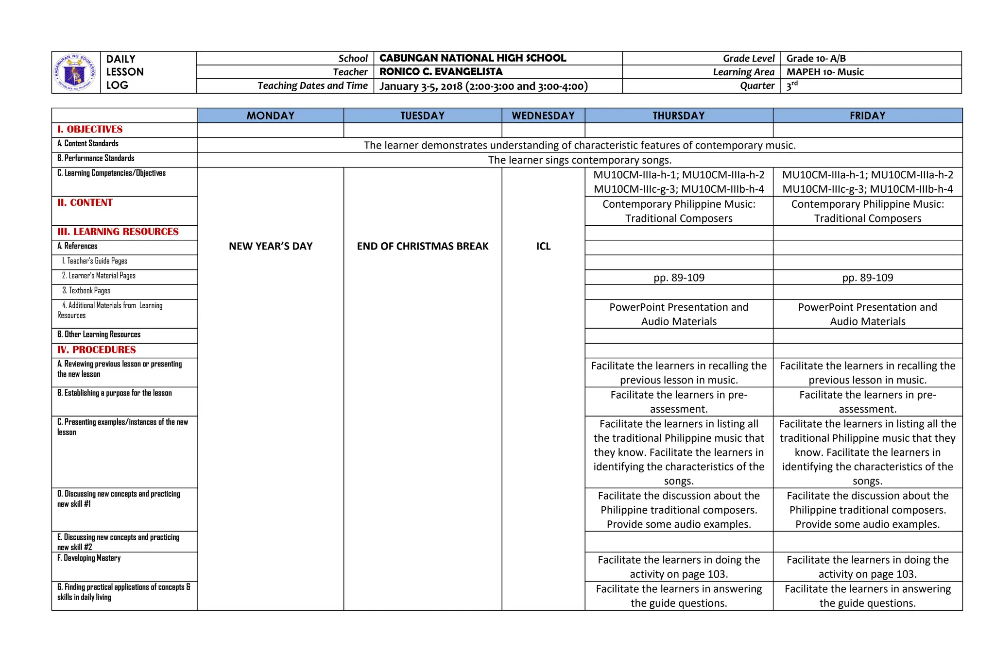 Mapeh grade 10 complete DLL free download | PDF