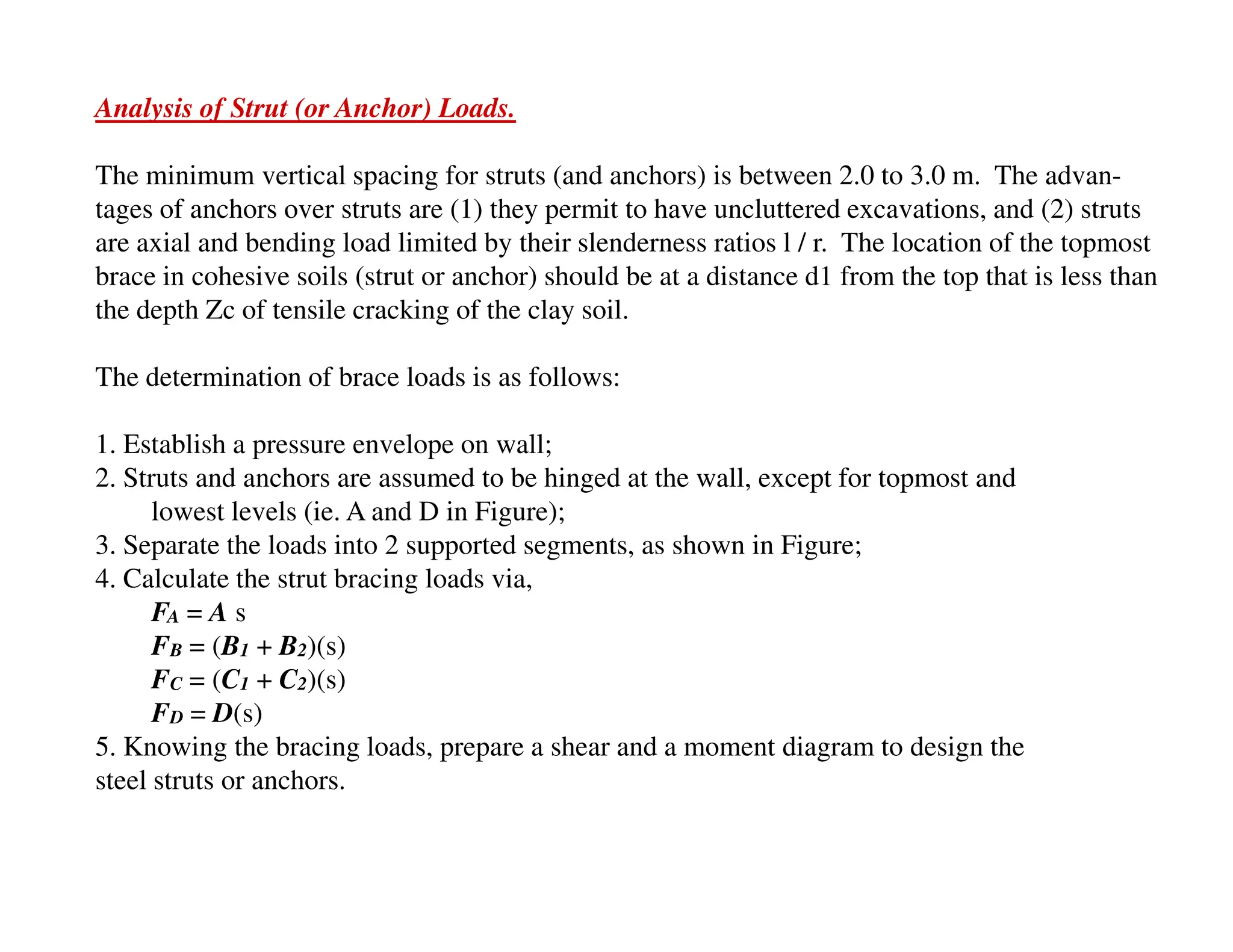 Braced cut excavations design and problems ppt | PDF