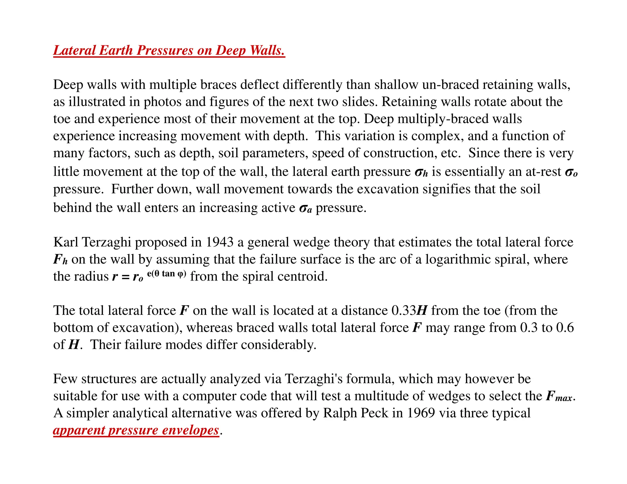 Braced cut excavations design and problems ppt | PDF