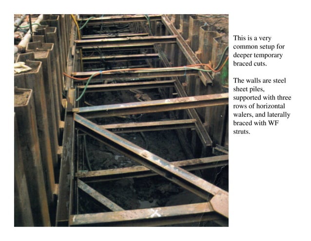 Braced cut excavations design and problems ppt | PDF