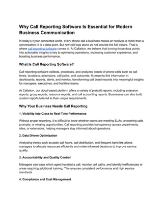 Why Call Reporting Software Matters for Every Modern Business | PDF