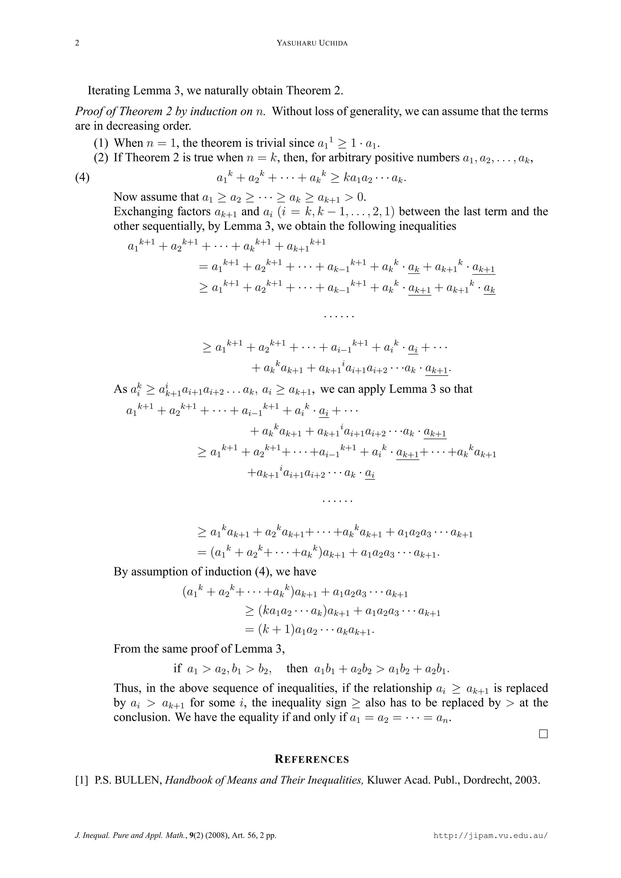 A SIMPLE PROOF OF THE GEOMETRIC-ARITHMETIC MEAN INEQUALITY | PDF
