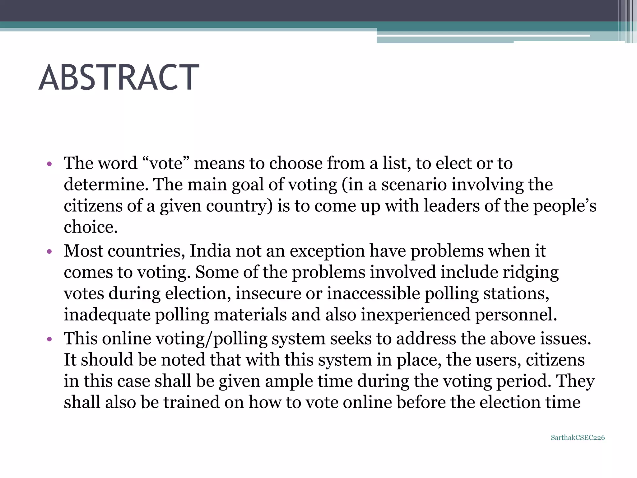 Online Voting System Using Advanced Java Ppt 