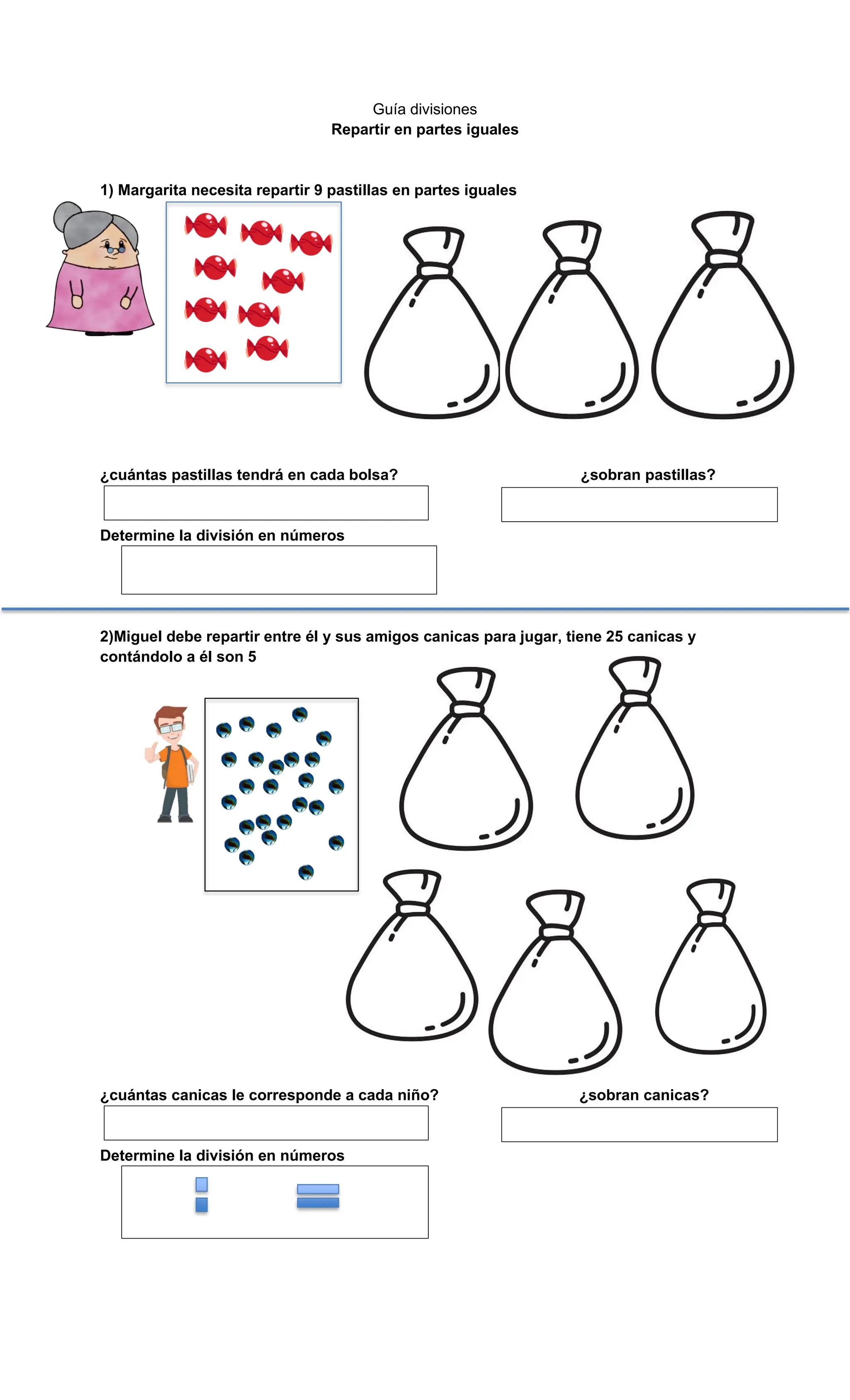 guia divisiones con dibujos 4 basico | PDF