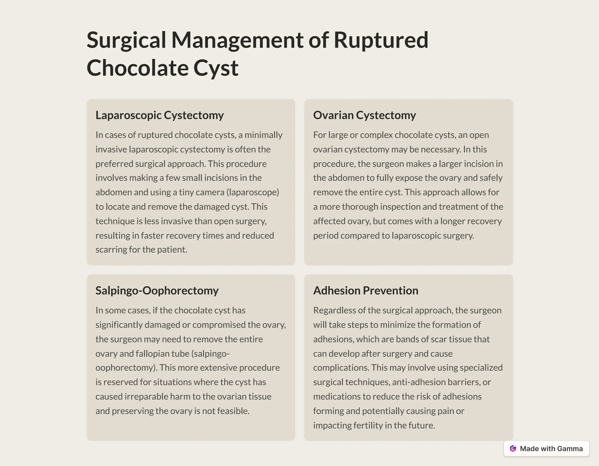 Ruptured chocolate cyst presentation ppt | PDF
