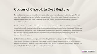 Ruptured chocolate cyst presentation ppt | PDF