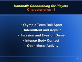 Handball: Conditioning for Players | PDF