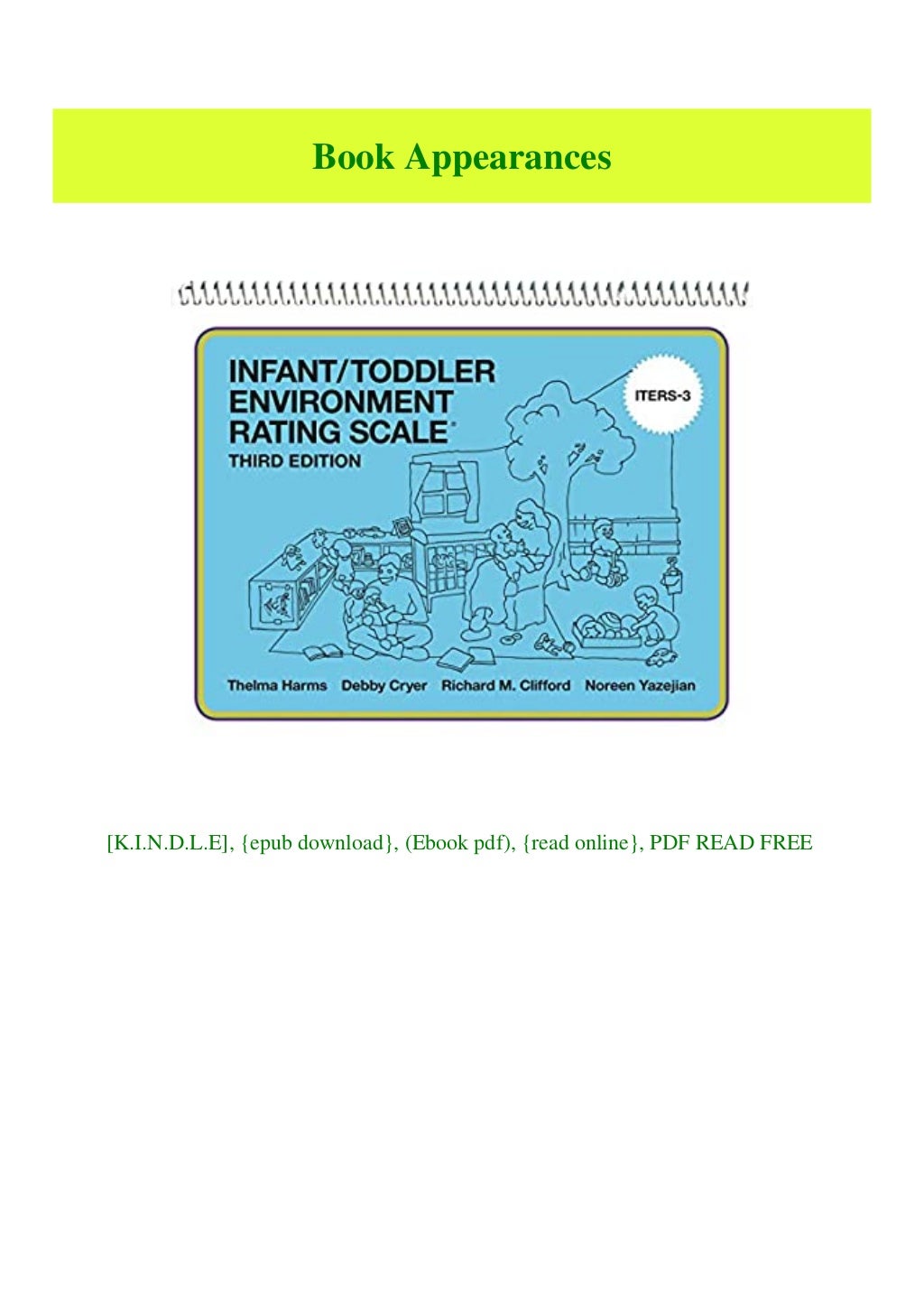 Pdf [download]^^ InfantToddler Environment Rating Scale (ITERS-3) Pdf