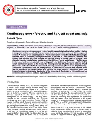 Continuous cover forestry and harvest event analysis | PDF