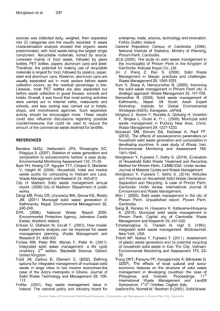 Current status of commercial solid waste generation, composition and ...