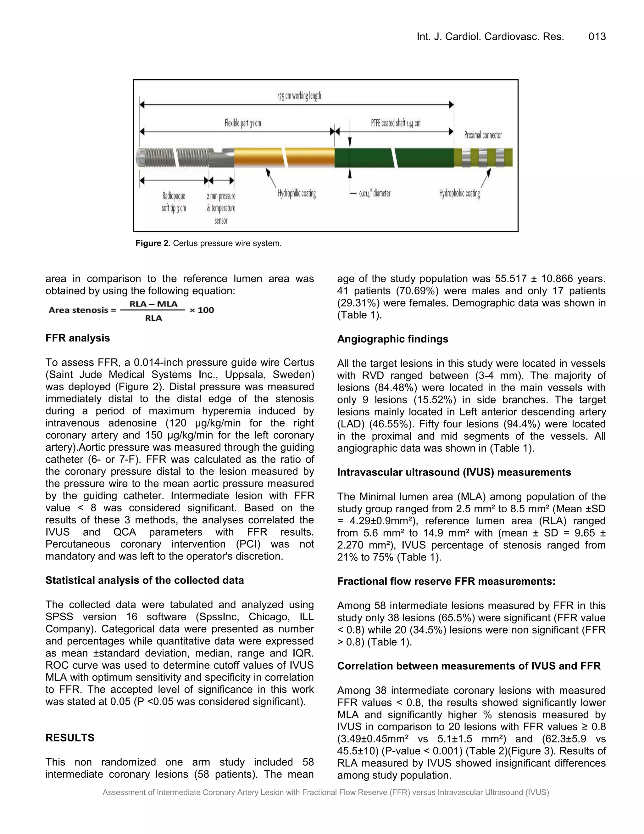 Assessment of Intermediate Coronary Artery Lesion with Fractional Flow Reserve (FFR) versus ...