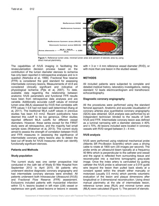 Assessment of Intermediate Coronary Artery Lesion with Fractional Flow Reserve (FFR) versus ...