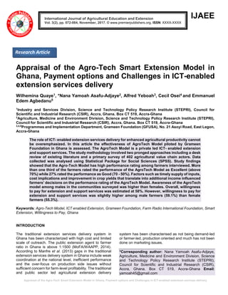 Appraisal of the Agro-Tech Smart Extension Model in Ghana, Payment ...