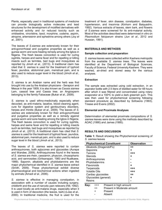 Phytochemical Screening, Proximate and Elemental Analyses of Senna siamea (Lam.) leaves from ...