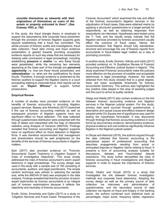 Impact of Provision of Litigation Supports through Forensic ...