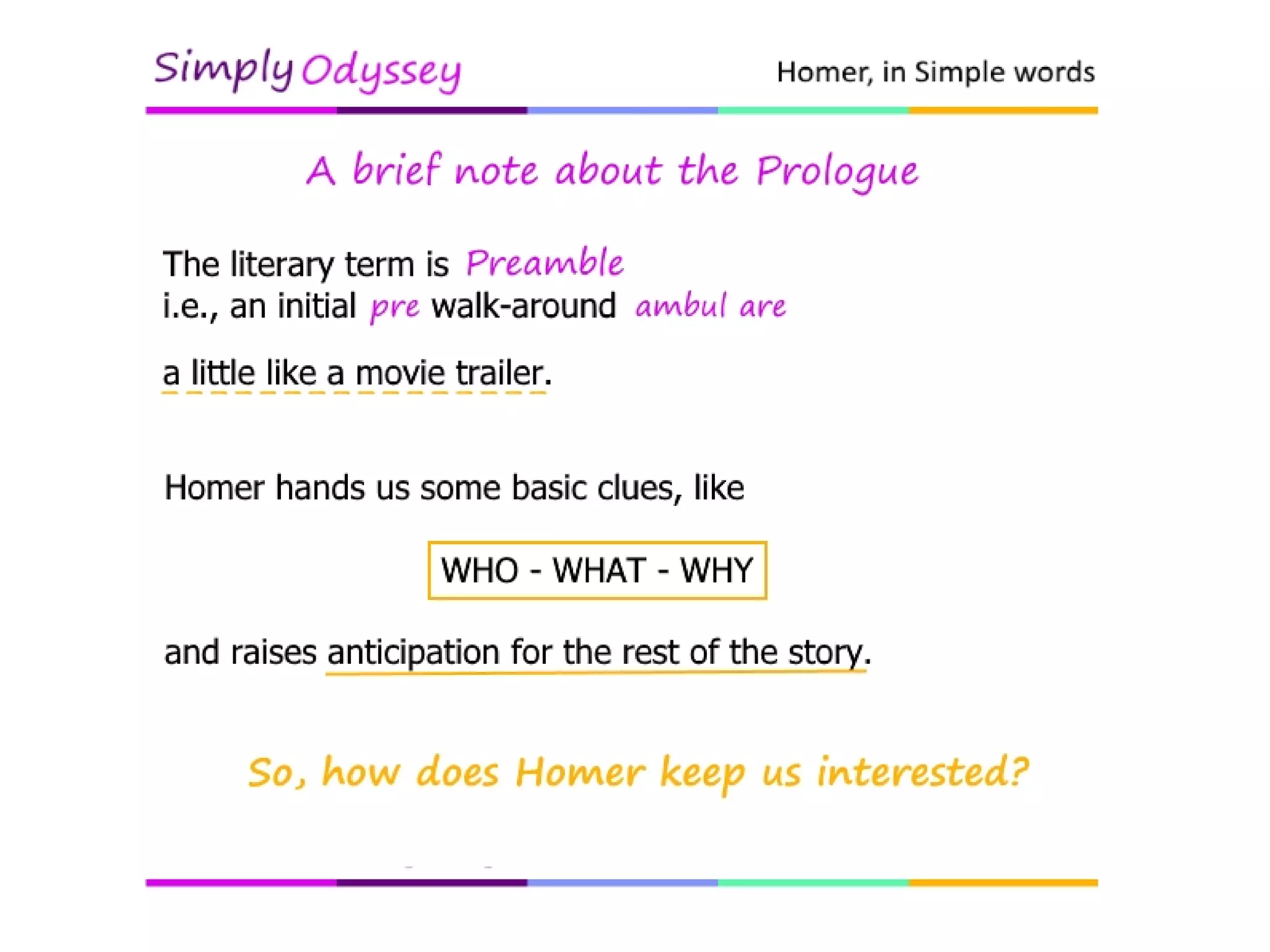 Homer's Odyssey, Prologue: a simple guide | PDF