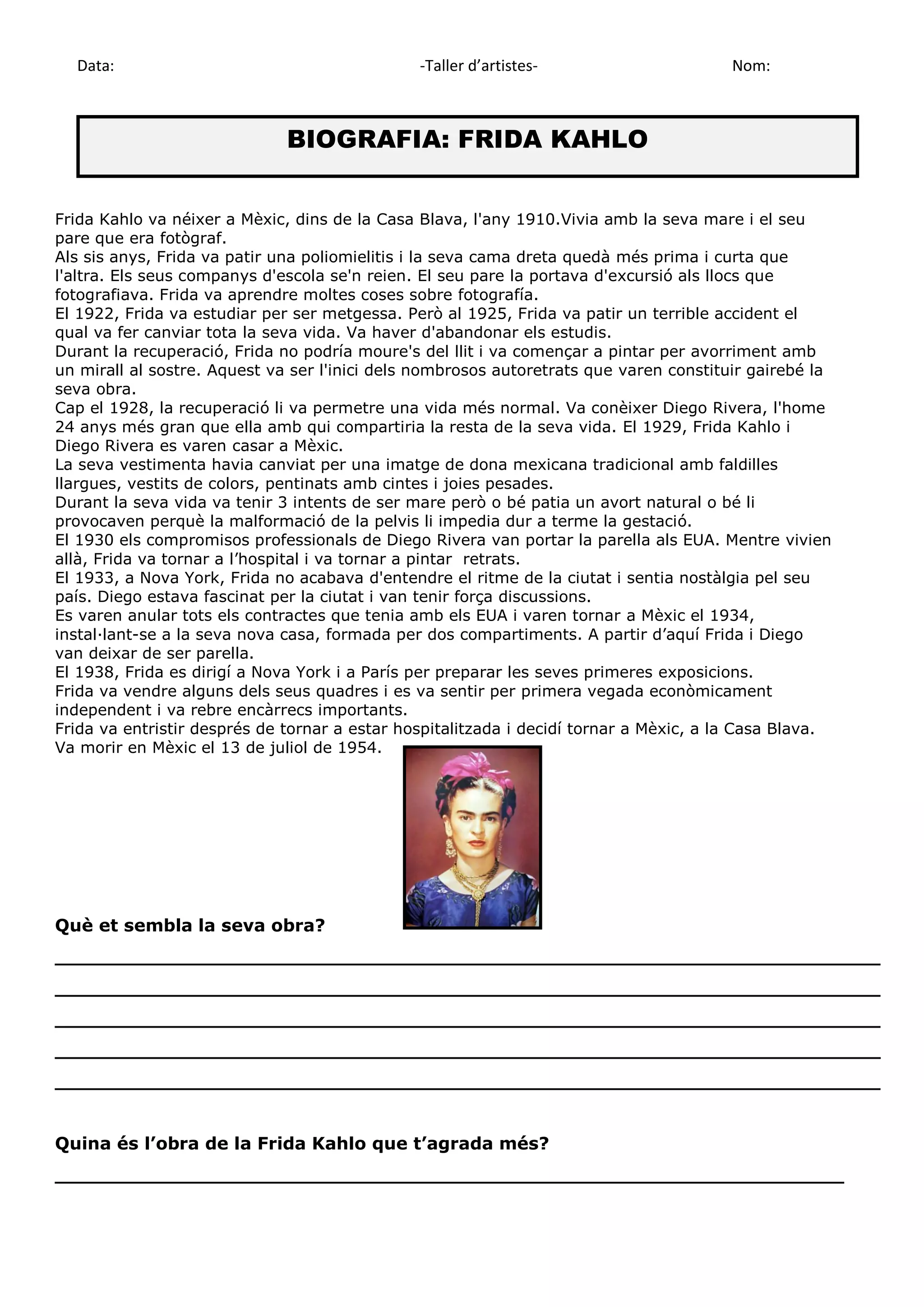 Pdf fitxa frida kahlo | PDF