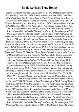 (PDF) Free Issuing Divine Restraining Orders from the Courts of Heaven ...