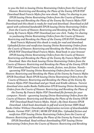 (PDF) Free Issuing Divine Restraining Orders from the Courts of Heaven ...