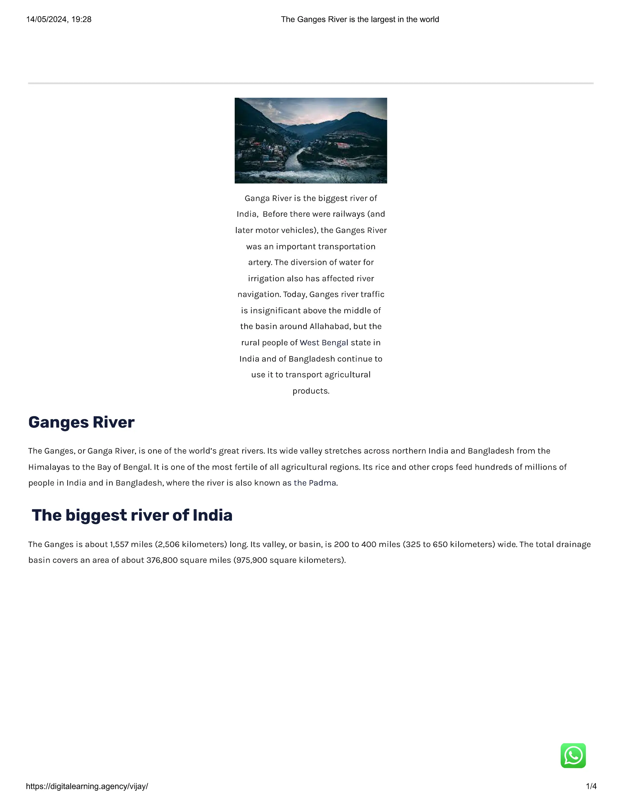 The Ganges River is the largest in the world | PDF