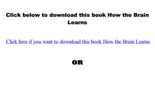[#PDF~] How the Brain Learns | PDF