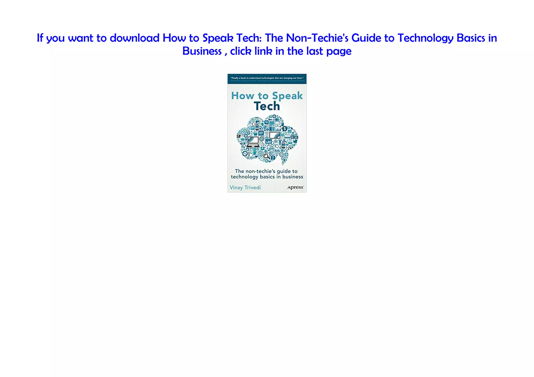 [#Pdf~] how to speak tech the non techie's guide to technology basics ...