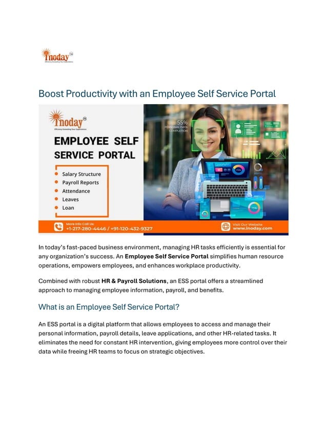 Enhance Productivity with an ESS Portal. | PDF