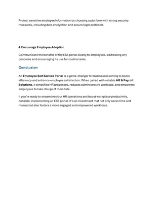 Enhance Productivity with an ESS Portal. | PDF