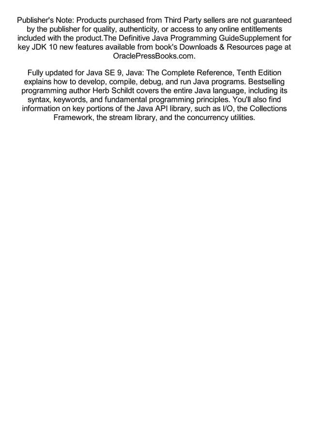 [Doc] Java: The Complete Reference, Tenth Edition (Complete Reference Series) | PDF