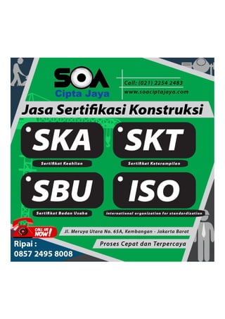 Jasa Sertifikasi Konstruksi. SKA. SKT. SBU. ISO. SKT MIGAS. | PDF