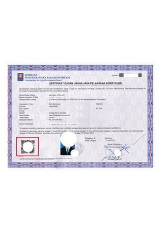 Jasa Sertifikasi Konstruksi. SKA. SKT. SBU. ISO. SKT MIGAS. | PDF